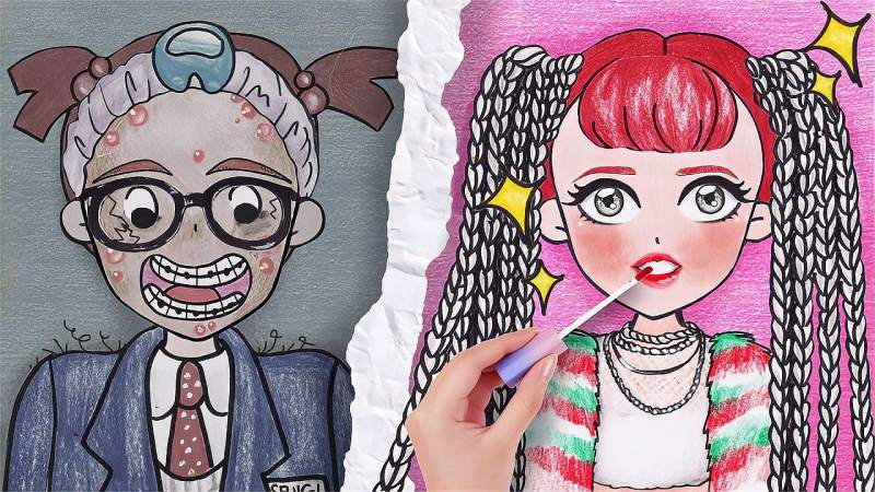 趣味定格动画:小美穿上漂亮的衣服,变形化妆真好看!