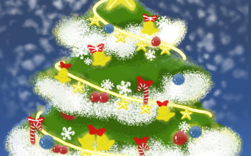 画了一颗毛茸茸的圣诞树!