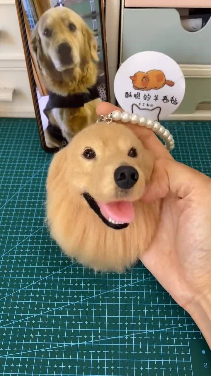 日常作品打卡,-,羊毛毡金毛头像手工diy,金毛戳戳乐,羊毛毡,狗狗
