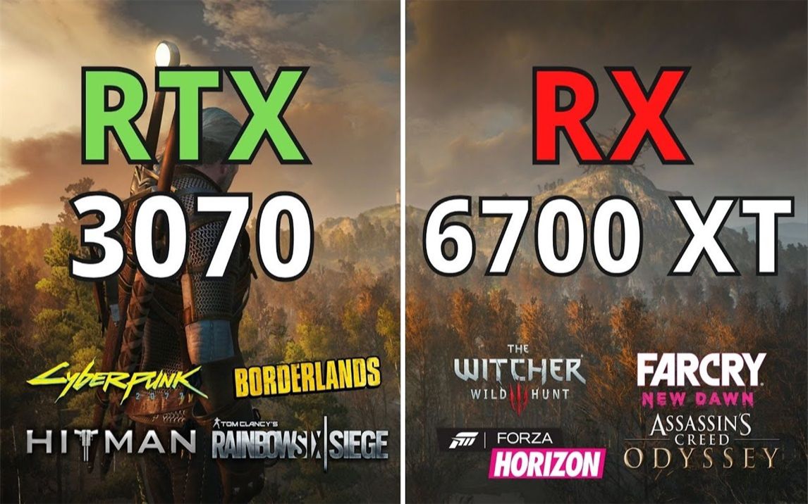 RTX 3070 8G vs RX 6700XT 12G 显卡对比(1080P、1440P分辨率测试...