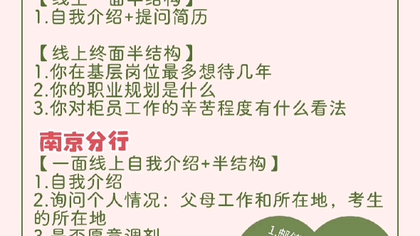 邮储银行江苏分行面试通知发啦,同学们快根据去年面经准备