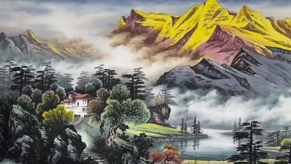 小八尺248*97cm金山#国画山水