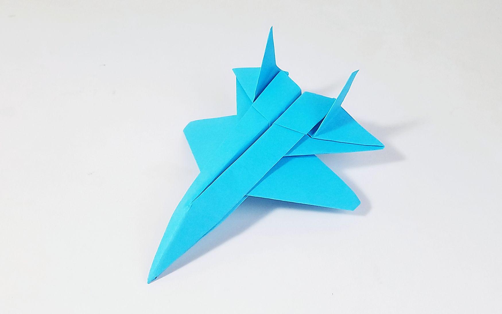 教你折纸SU-27战斗机,简单帅气纸飞机,儿童很喜欢