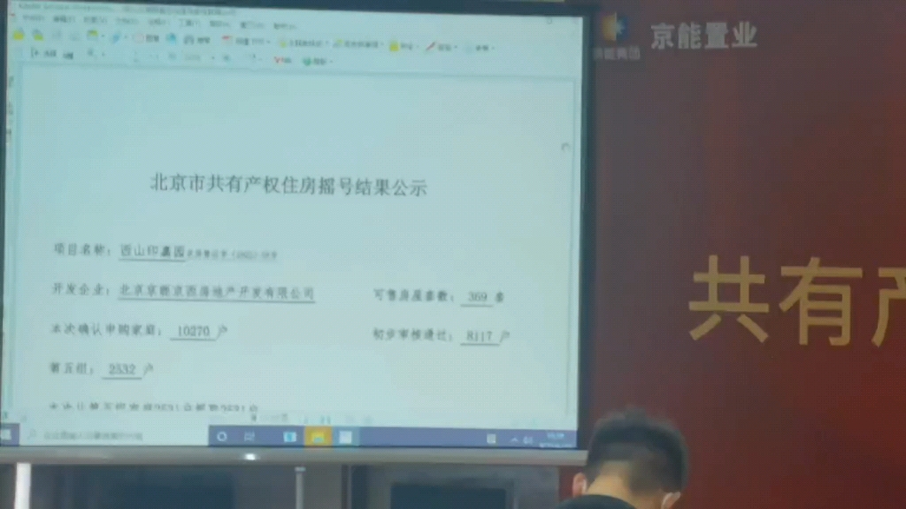 京能西山印共有产权房第五组非京籍无房家庭部分摇号结果