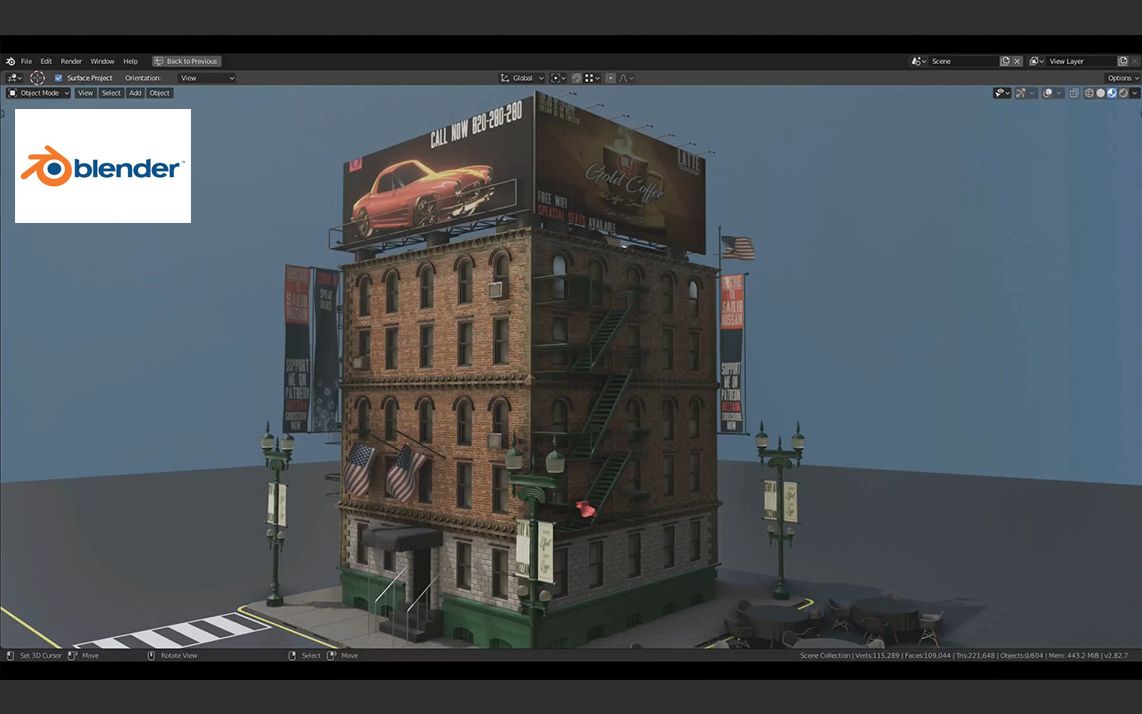 Blender2.9制作建筑模型流程