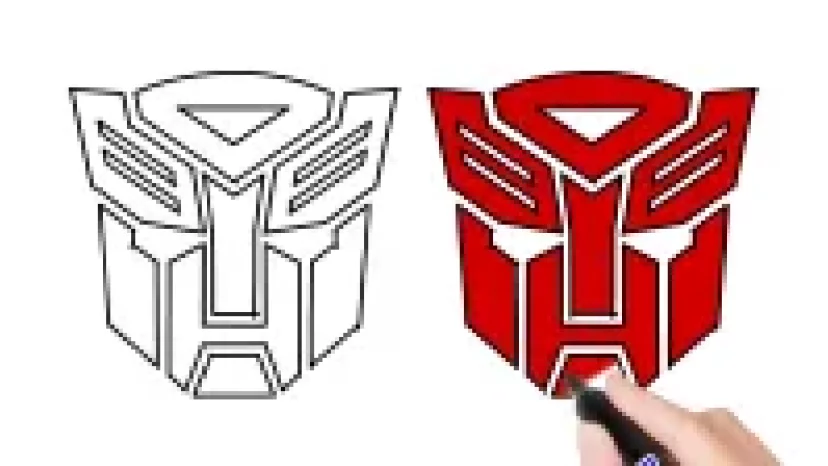 变形金刚汽车人标志儿童简笔画图宝宝学画画涂颜色益智涂鸦详细分解...