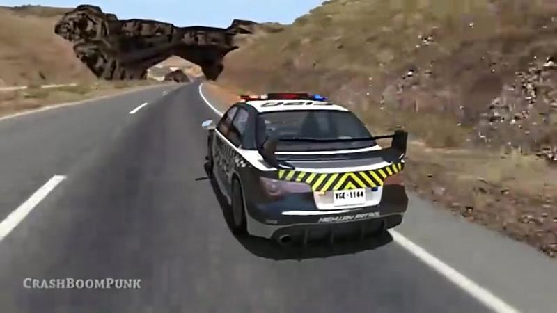 BeamNG模拟警车汽车碰撞_超清
