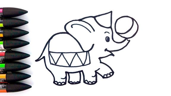 亲子简笔画:可爱大象画画