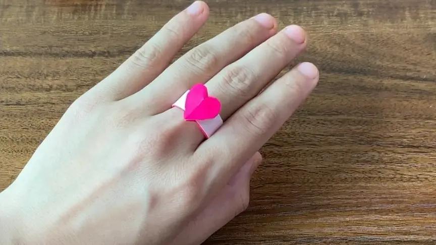 520非常漂亮的立体爱心戒指送给他(她),用一张纸折的