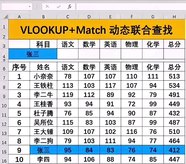 Excel2021 vlookup+match实现动态查找