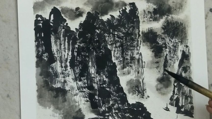 与大家共同分享用湿水泼墨法 画长江三峡风光