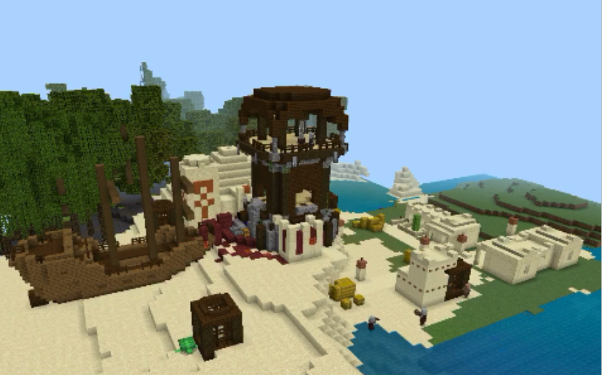 我的世界1.19奇葩的nb种子(3):出生点前方是五建筑合体?!