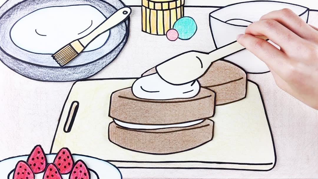 创意定格动画:制作好吃的草莓蛋糕和煎饼,哇,太好玩啦~