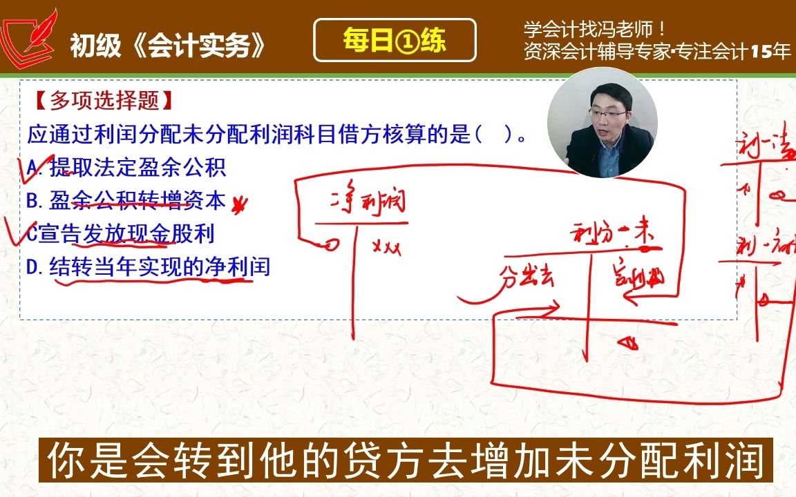 初级《会计实务》每日一练第536天,应计入未分配利润借方的