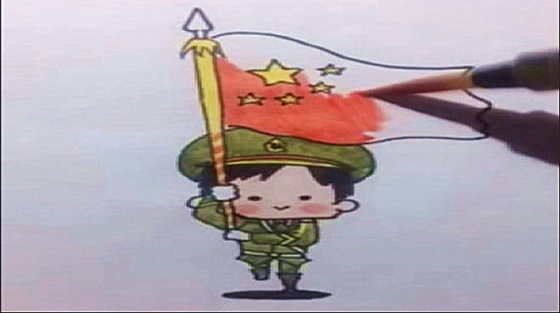 简笔画:手举五星红旗的兵哥哥,简直太帅了