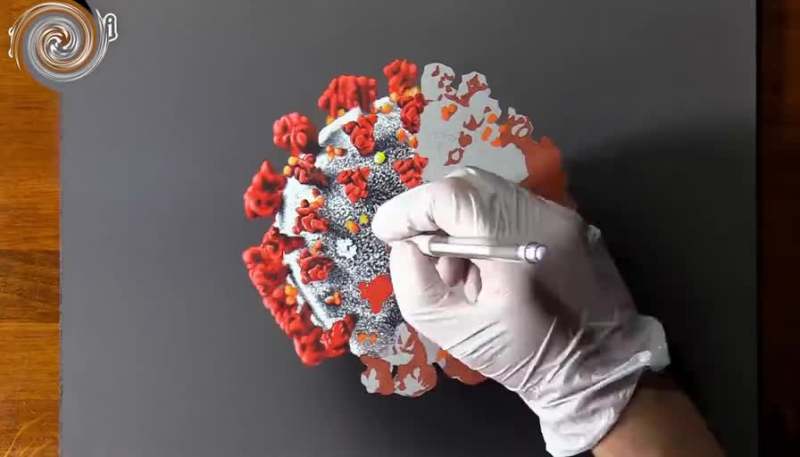 3D绘画,新冠病毒微观图