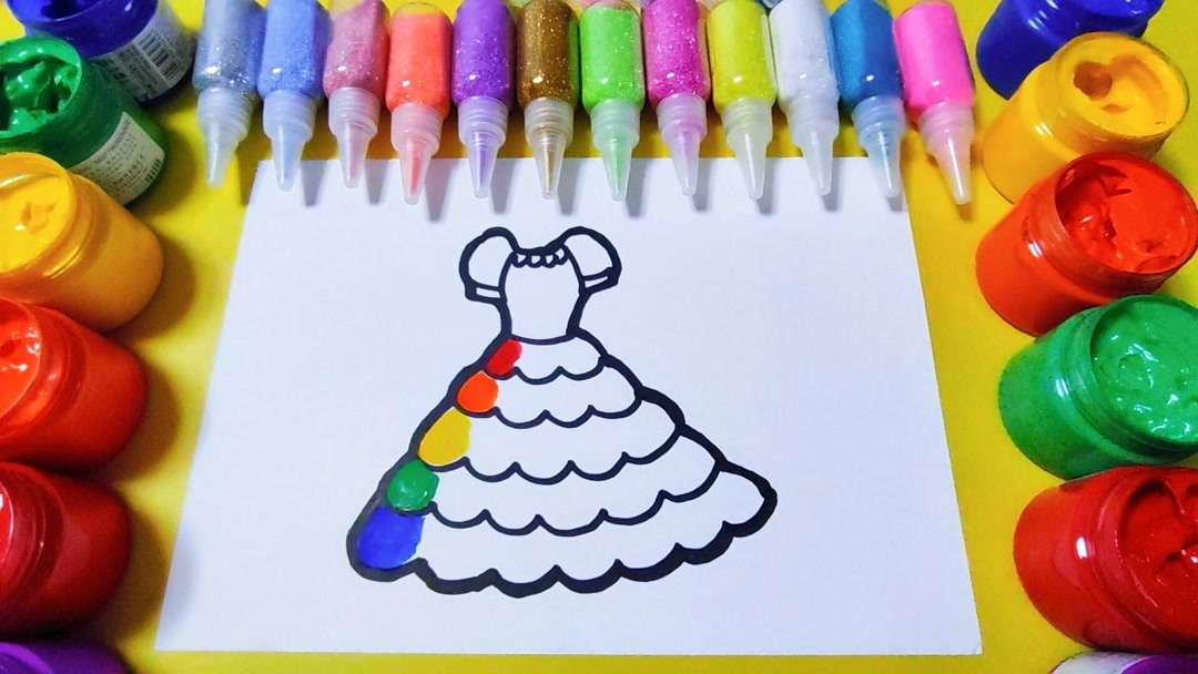 儿童简笔画教程:画一件漂亮的彩色裙子,一起学画画吧