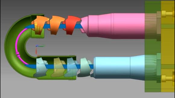 180度弧抽芯,弯管模具运动,是不是太一样。#钉钉模具 #模具设计
