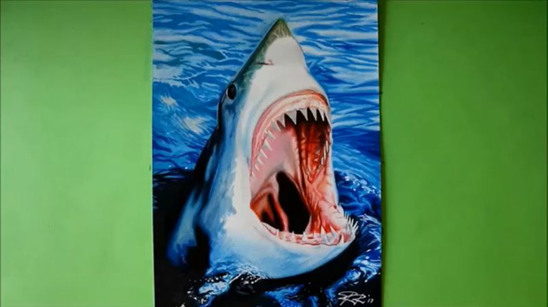 居然可以画到这么精微的程度,进来看这么逼真的鲨鱼是怎么画的