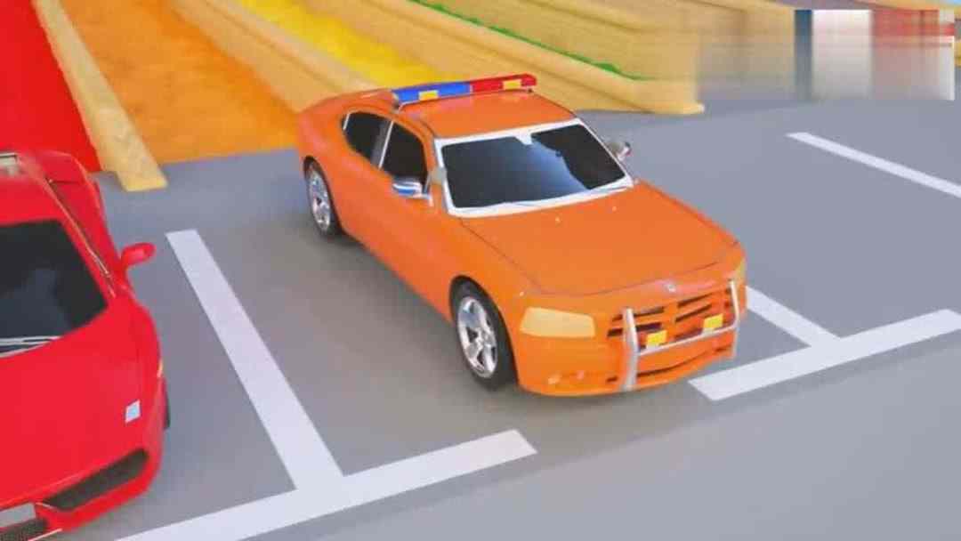 儿童早教动画,挖土车把彩色足球运输到卡车上