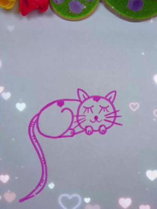 写几个数字就可以画出可爱的小猫咪手工di