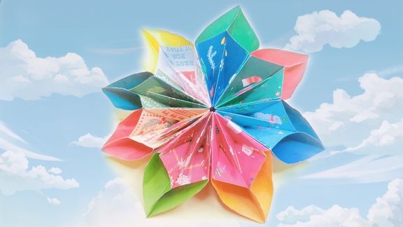 简单的八瓣花朵组成,意想不到的美,看一次就能学会的手工折纸