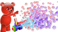 泰迪熊玩彩色泡泡机学颜色,趣味益智动画
