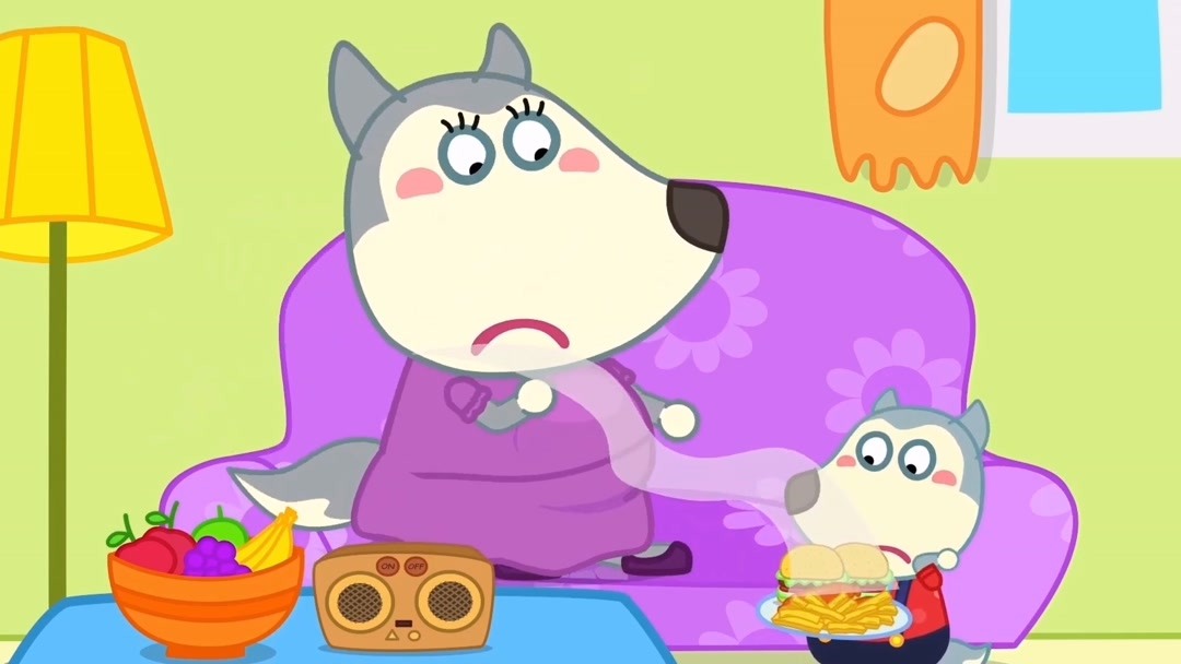 沃尔夫儿童动画:狼小仔照顾有宝宝的妈妈犯了错误,给妈妈道歉了