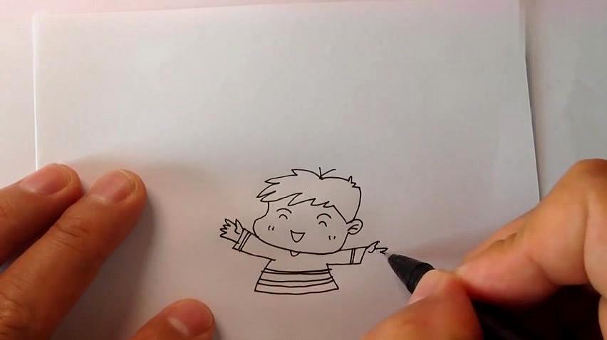 关于国庆的画简笔画:中国国旗简笔画的小男孩,你学会了吗?