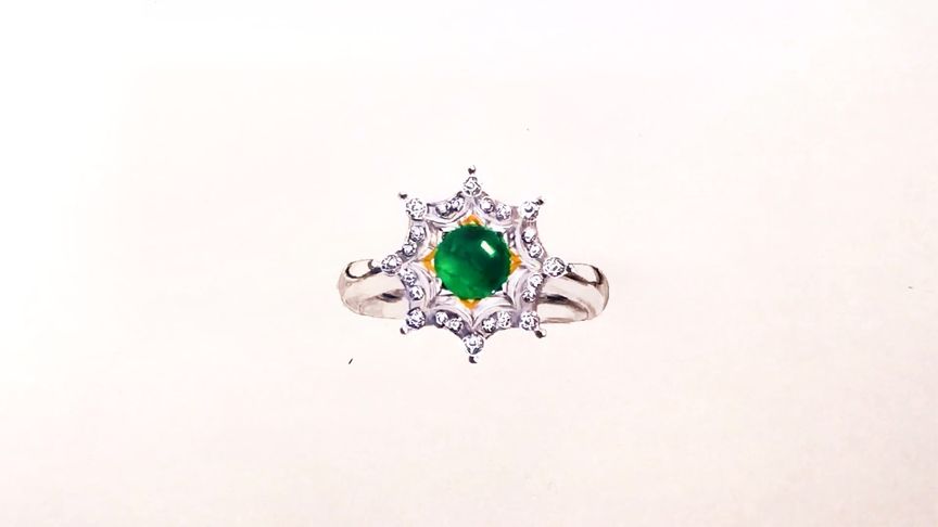 珠宝设计手绘:翡翠皇冠钻戒