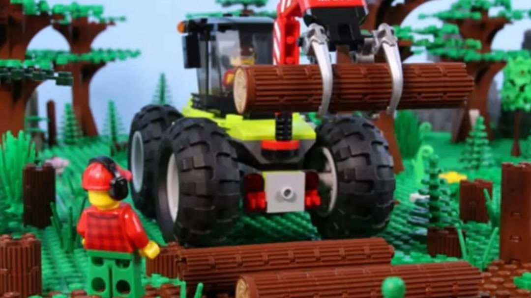 乐高定格动画:伐木工的砍树大比拼!结果把山上的木头都砍光了