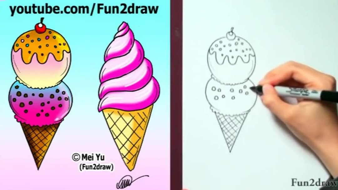 卡通画教程 DIY手绘画教程:如何画卡通冰激凌