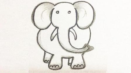 亲子简笔画: 2分钟画大象, 简单易学, 快给宝宝收藏吧。