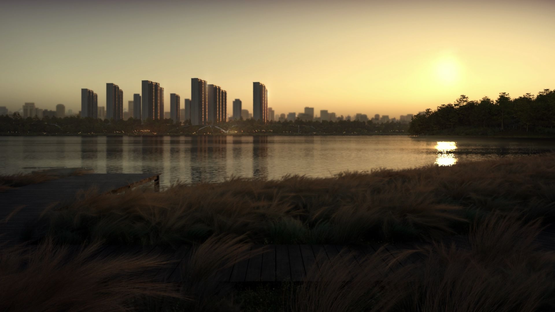 3dmax建筑动画湖边镜头01