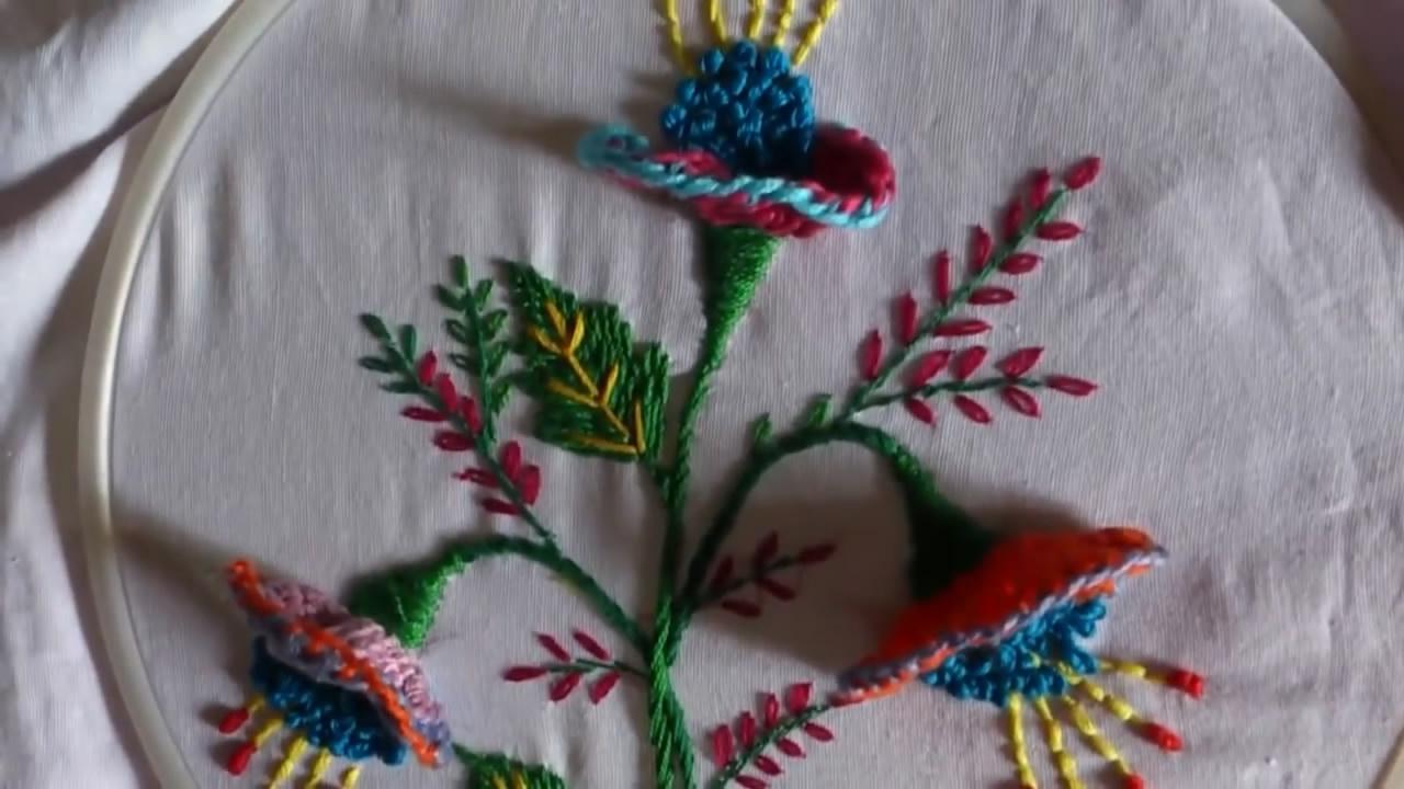 手工刺绣漂亮的3D花朵图案,方法很简单,朋友们见了都说好看