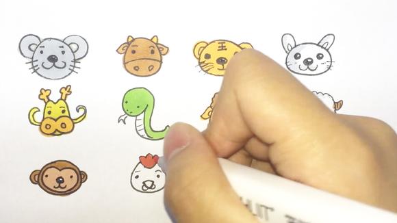 十二生肖简笔画,一个个都很可爱,你是属什么的呢?