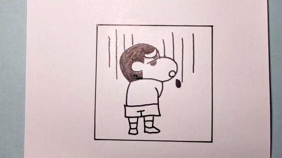 只用黑白两种颜色画简笔画蜡笔小新二