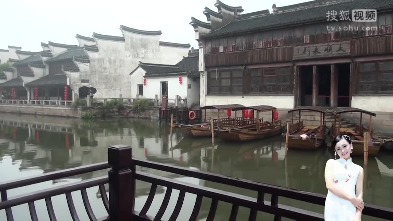 江南水乡古镇水墨画