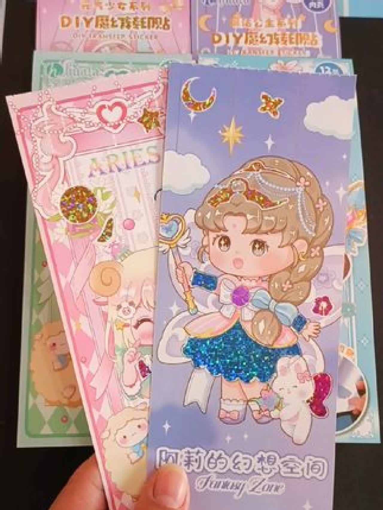 卡通可爱女孩转印贴画,便签撕撕乐,一贴一撕真好玩 #手工制作 #手工...