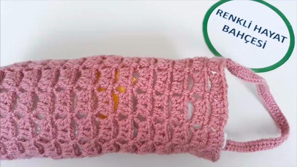 钩针编织一个漂亮的杯套,美观又实用,出门带水很方便