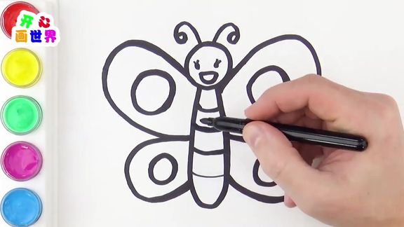 开心画世界简笔画第59集:儿童绘画 简笔画教程 如何画小蝴蝶