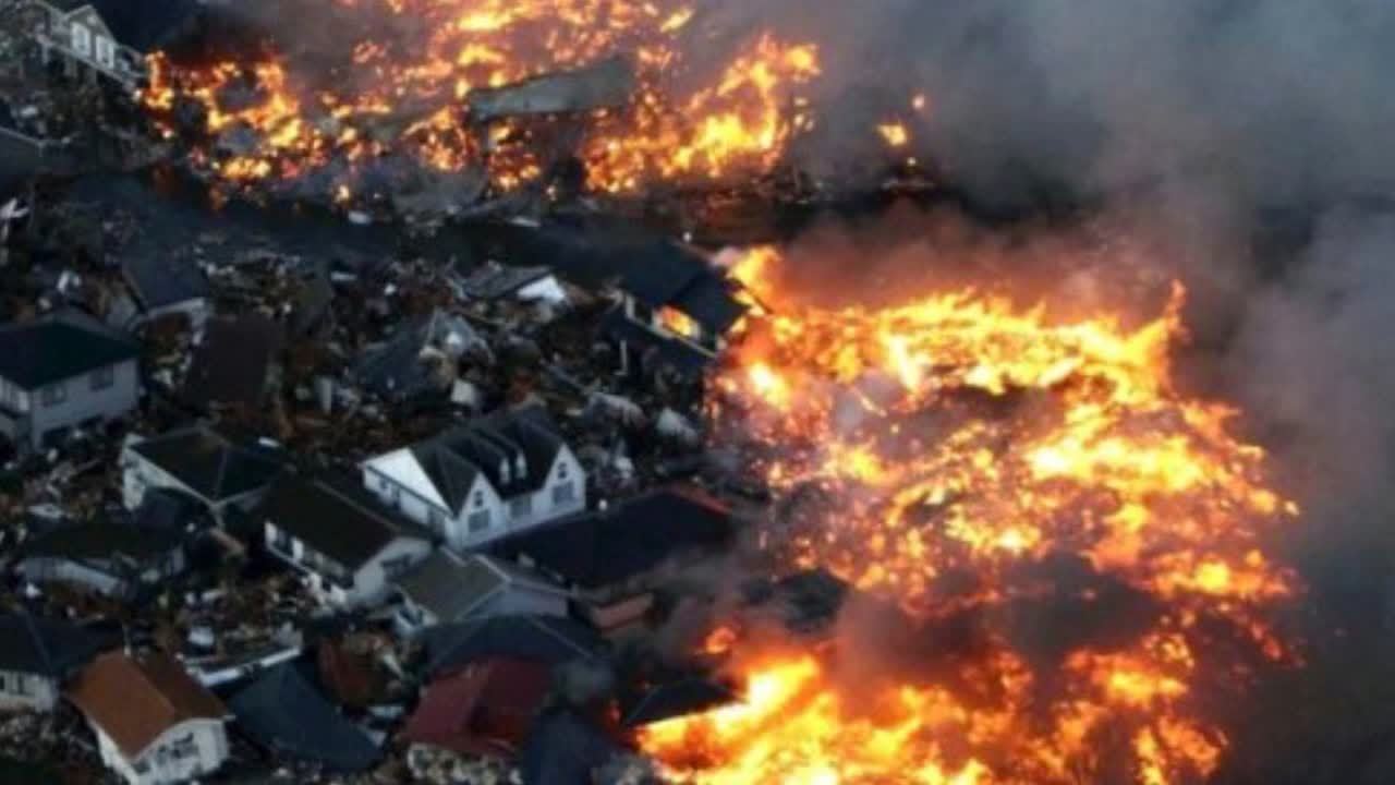 日本爆发9级大地震,引发15米海啸,太平洋火光冲天犹如人间炼狱