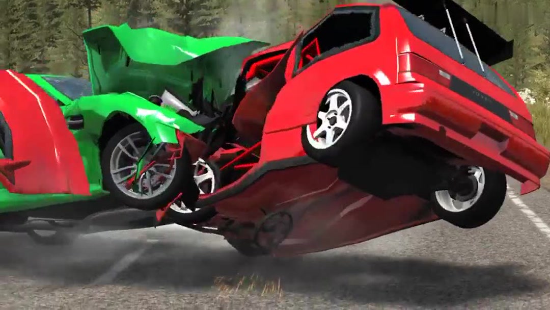 BeamNG模拟汽车正面碰撞_BeamNG车祸合集第19期