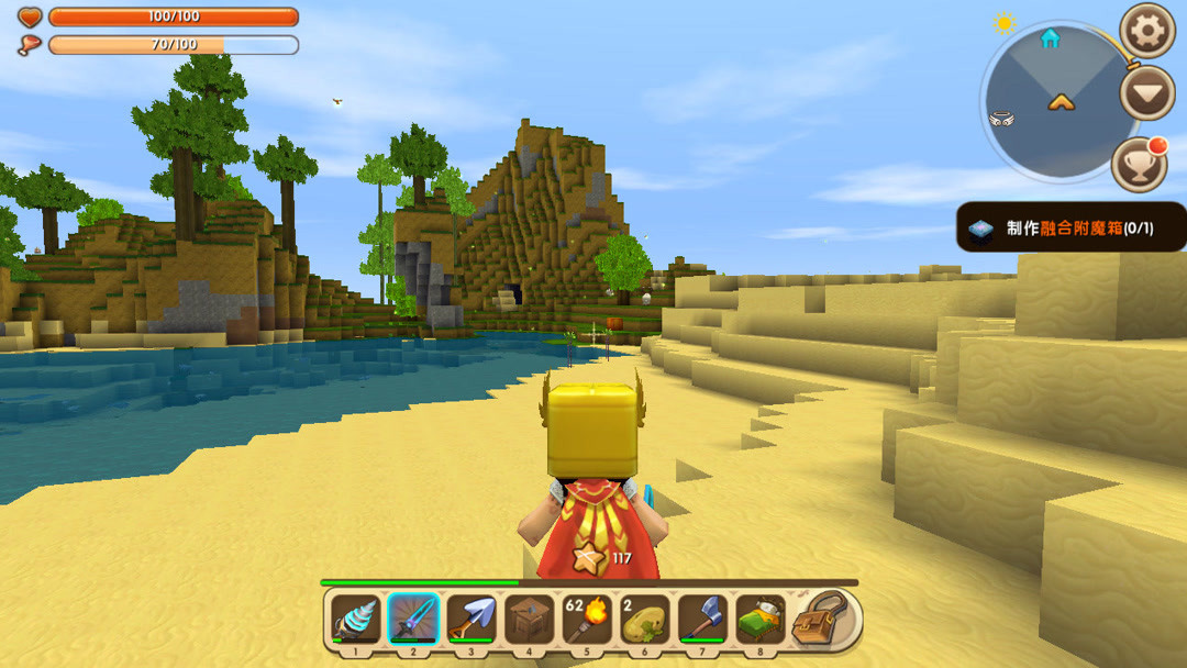 [嗡嗡侠]迷你世界生存欢乐大冒险217闪金头盔在沙漠里好闪啊!