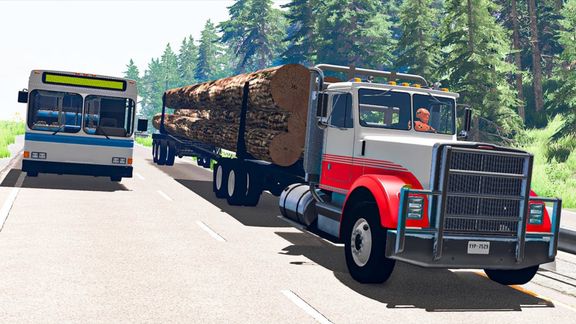 BeamNG:摩托车,大货车和小跑车来不及刹车连环相撞,车祸模拟器