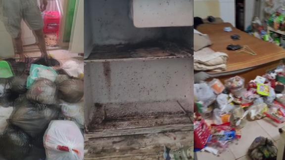 男租客失联后留下满屋垃圾,房间内无处下脚,房东:2人清理了3天