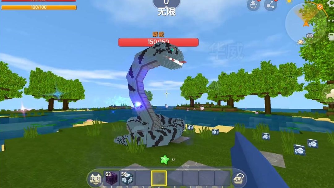 迷你世界:原版小技巧,召唤神秘生物大蟒蛇!