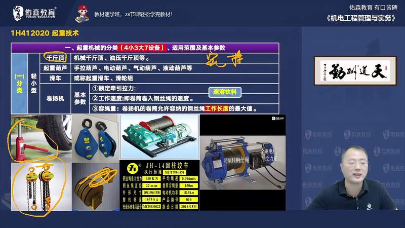 2023年一建教材速学班「机电工程管理与实务」:起重技术01
