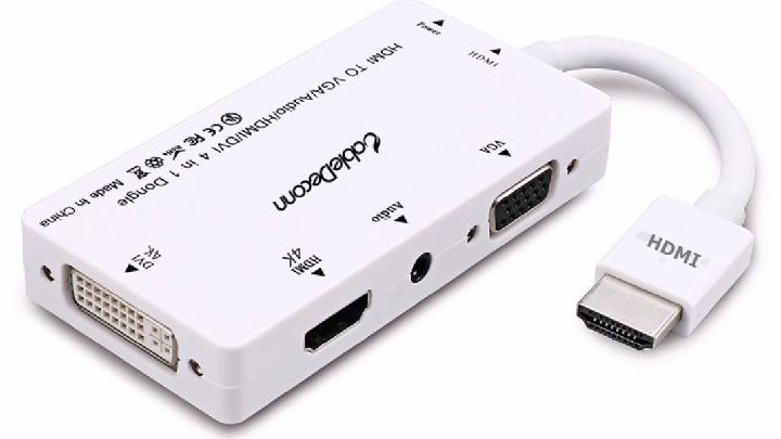 机顶盒hdmi转vga+hdmi+dvi三合一转接头老电脑显示器改成高清电视