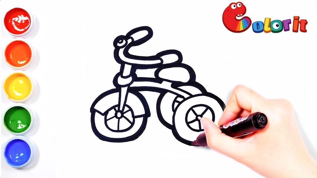 儿童简笔画:教你如何画一画儿时“座驾”——超Q三轮童车